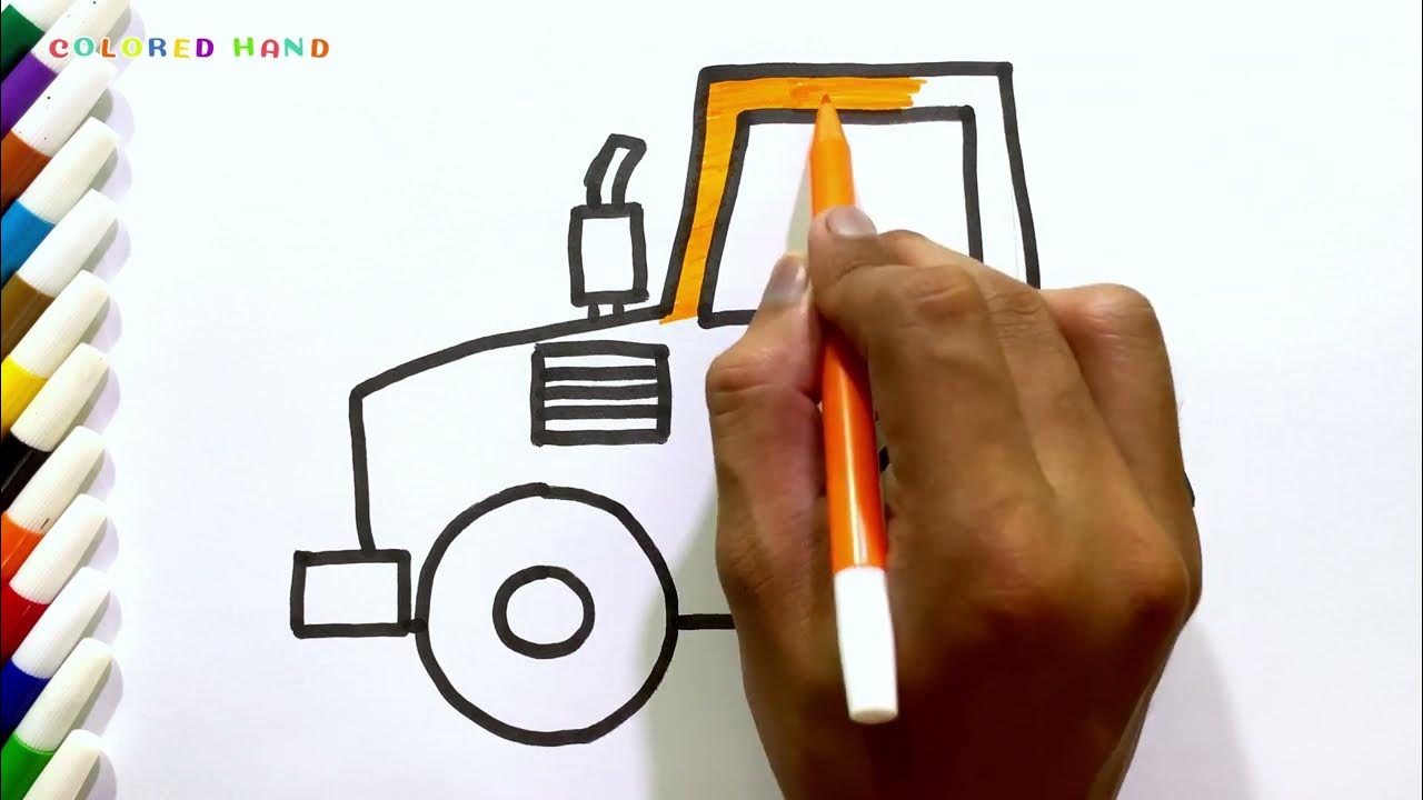 How to Draw Tractor | Painting and Coloring for Kids and Toddlers ...