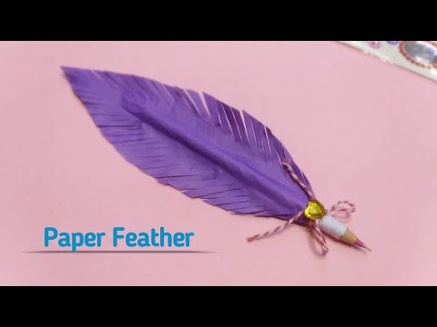 How to make paper feather pen| paper feather| diy crafts| - YouTube