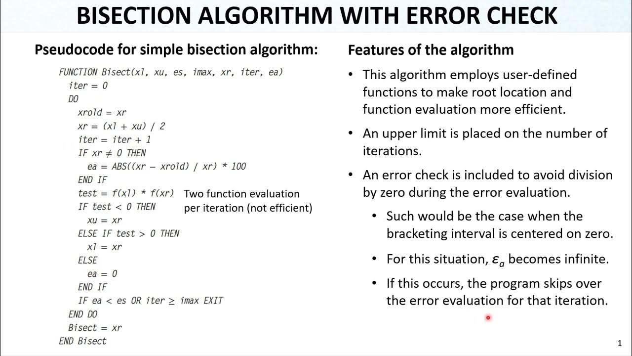 Numerical Methods Lec15 Ch05 Roots of Equations5 Bracketing Method1 Bisection Algorithm - YouTube