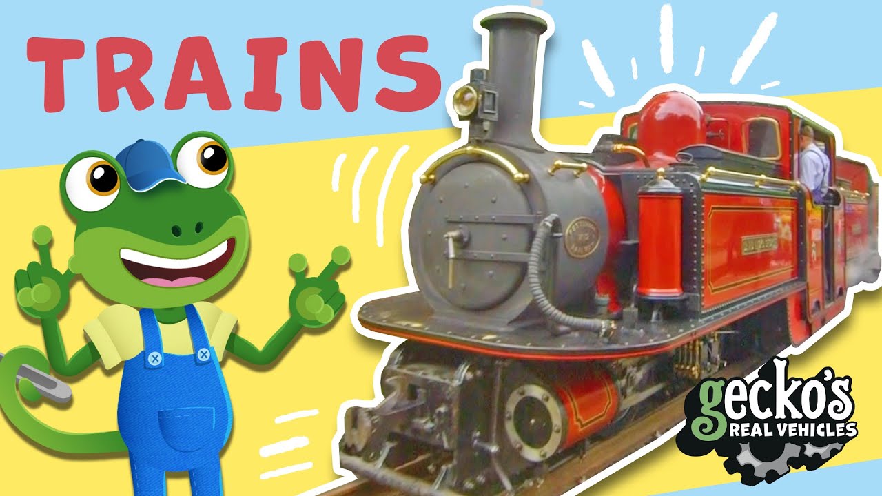Gecko's Top 5 Trains!｜Trains For Kids｜Gecko's Real Vehicles｜Learning ...