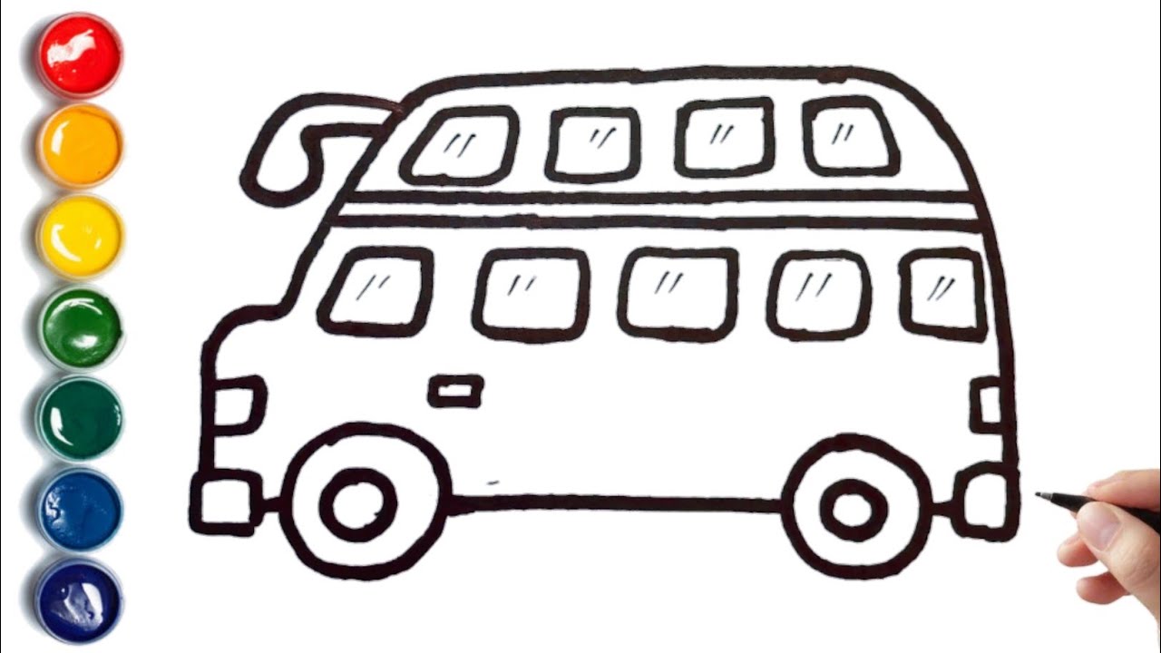 How To Draw Double Decker Bus For Kids And Toddlers || Easy Art Step by ...