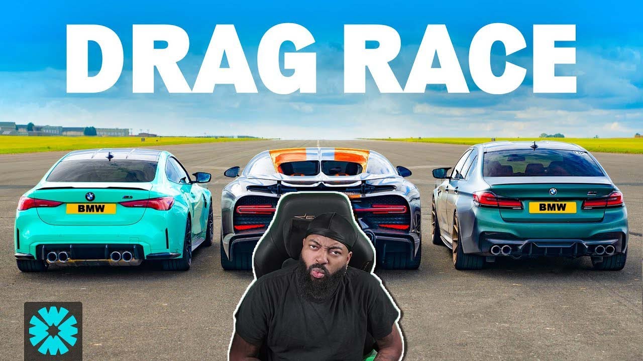 DRAG RACE BETWEEN BUGATTI CHIRON SUPER SPORT V 1000 HP BMW M4 & M5 ...