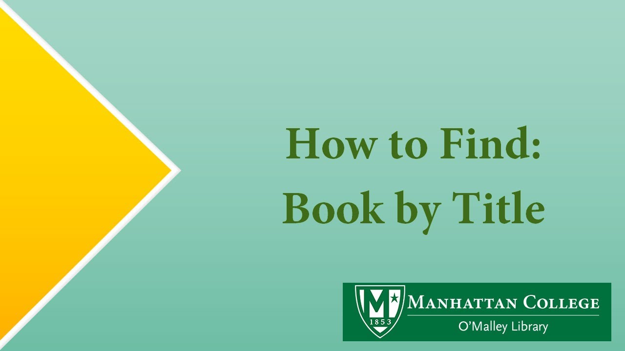 WATCH UPDATE INSTEAD - How to Find: Book by Title - YouTube