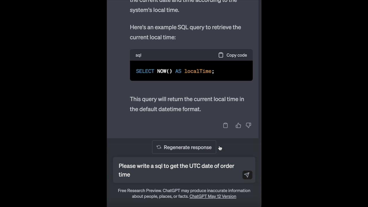 ChatGPT Writes SQL Get UTC Date Of A Timestamp YouTube chatgpt-writes-sql-get-utc-date-of-a-timestamp-youtube