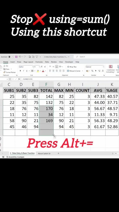 Why should stop using=SUM in excel : better alternative revealed #shorts #youtubeshorts #viral ...