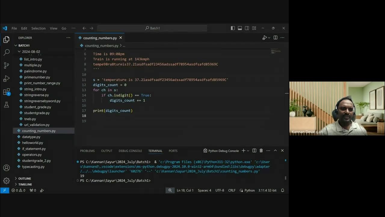 Python - Counting digits in a string (in Tamil) - YouTube