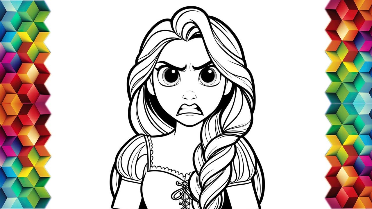 Angry Rapunzel Hair Drawing Painting & Coloring for Kids and Toddlers ...