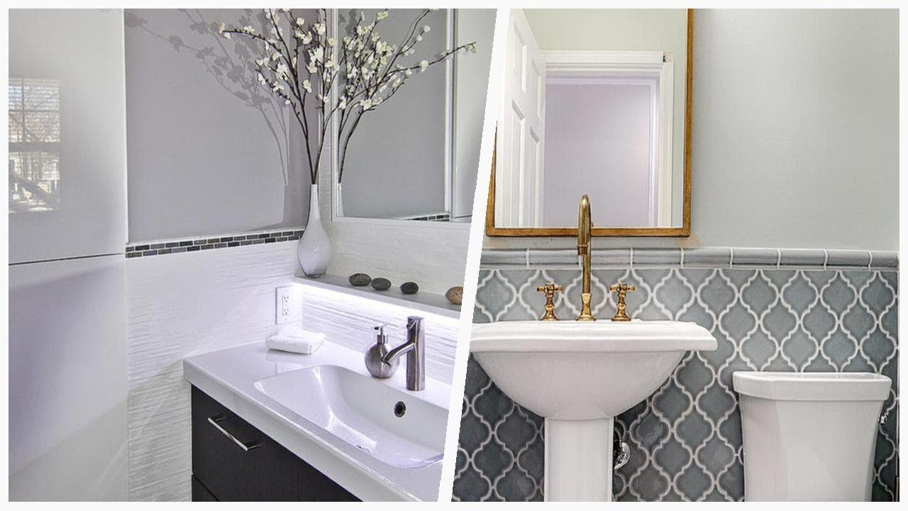 75 White Ceramic Tile Powder Room Design Ideas You'll Love 💎 - YouTube