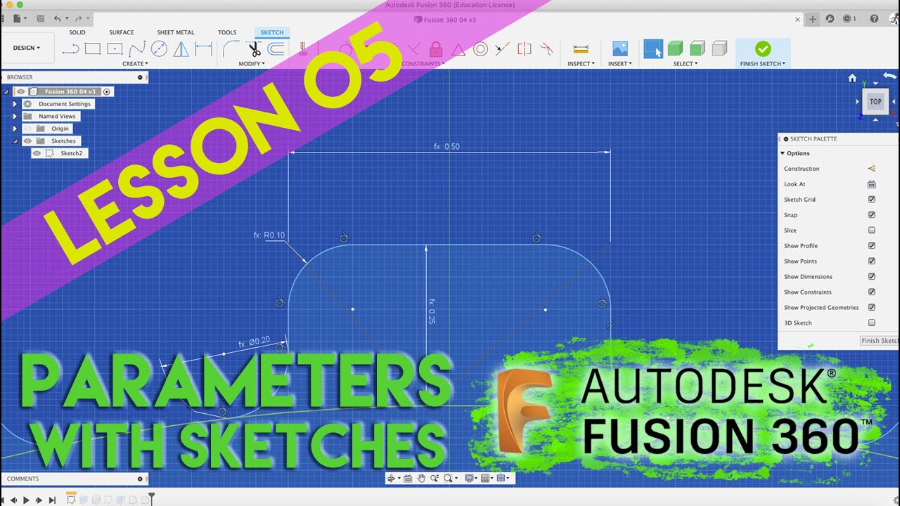 Fusion 360 - Lesson 5 - Parameters with Sketches - YouTube