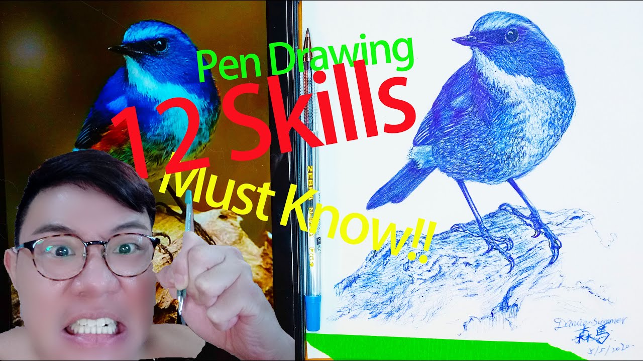 How to Draw A Realistic Bird with Pen Tutorial 💥 12 Important Skills ...