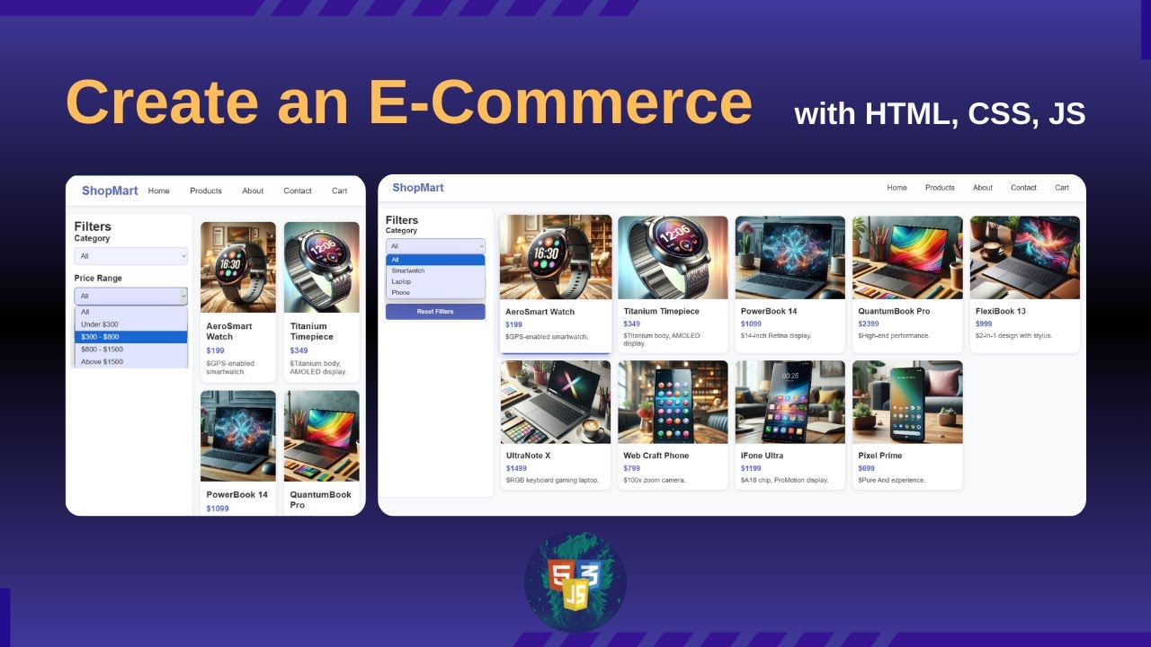 Build a E-Commerce Website Design Using HTML CSS JS - YouTube