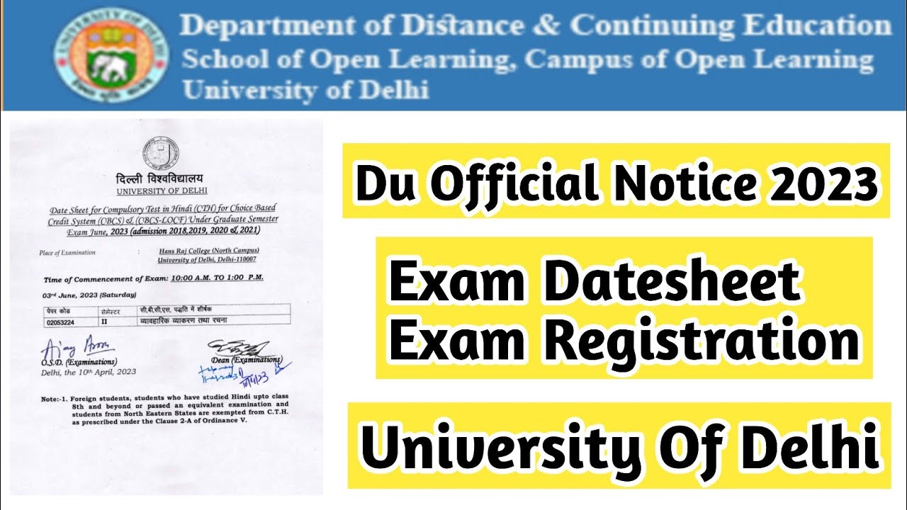 Du Official Notice For Exam | Ran2goal (DU SOL) #du #dusol #degree ...
