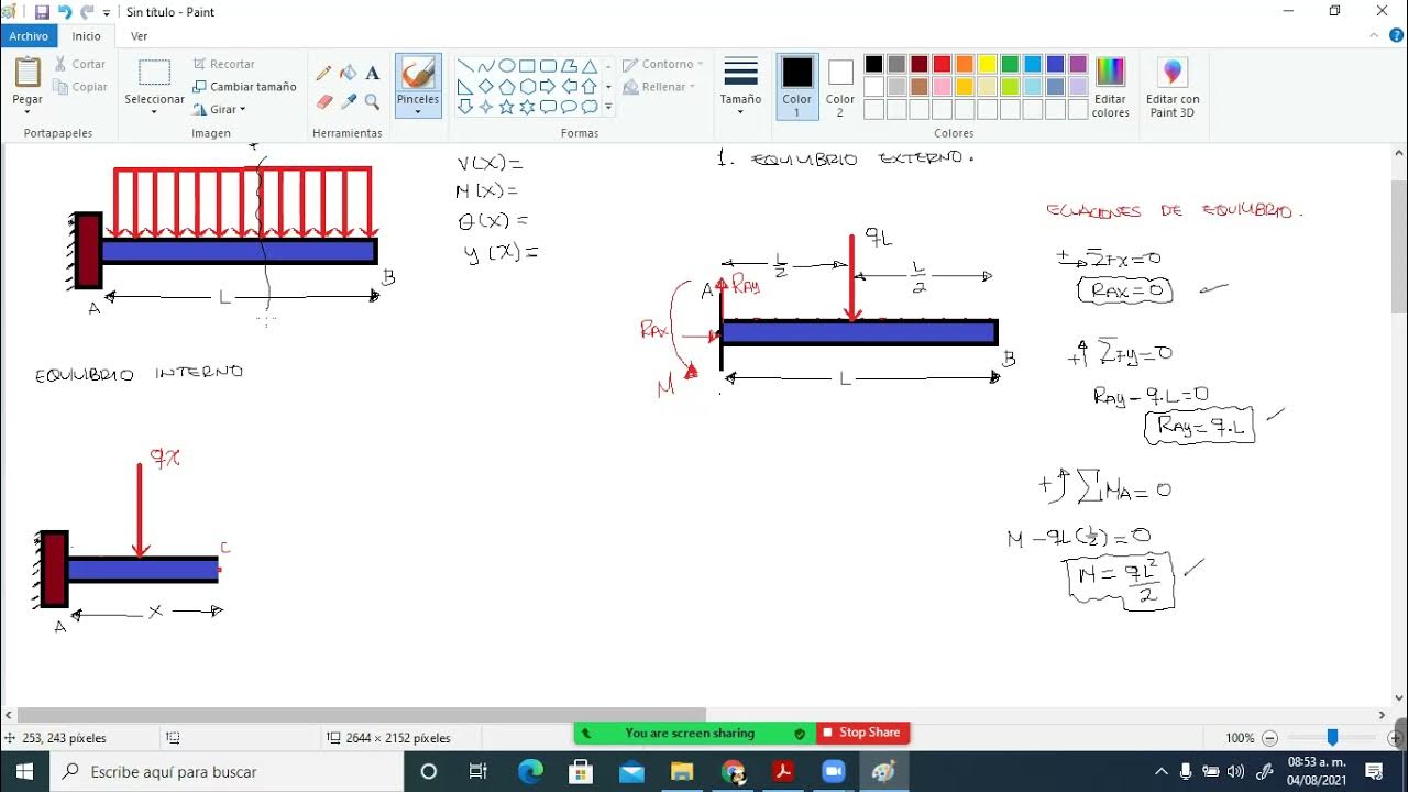 VIGA EN CANTILIVER CON CARGA DISTRIBUIDA. DEFLEXION Y PENDIENTE. - YouTube