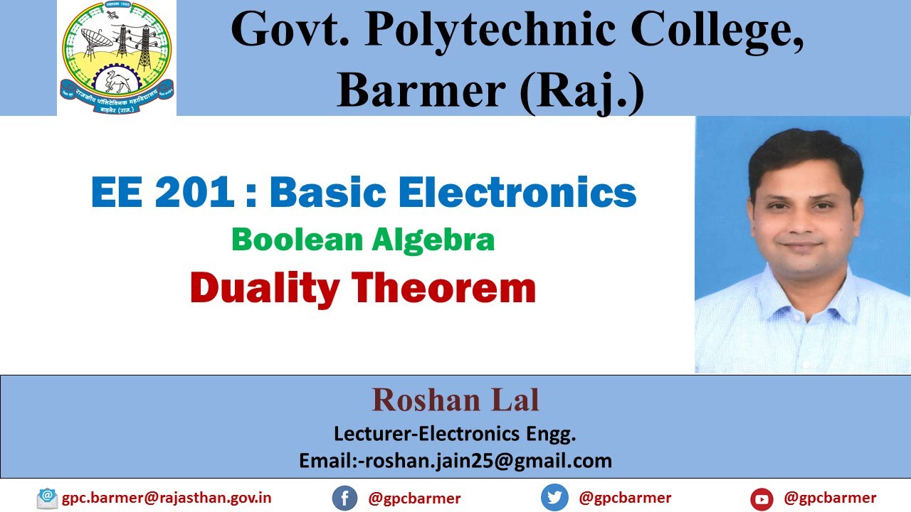 Duality Theorem (Dual) in digital electronics | EE201| By Roshan Lal ...