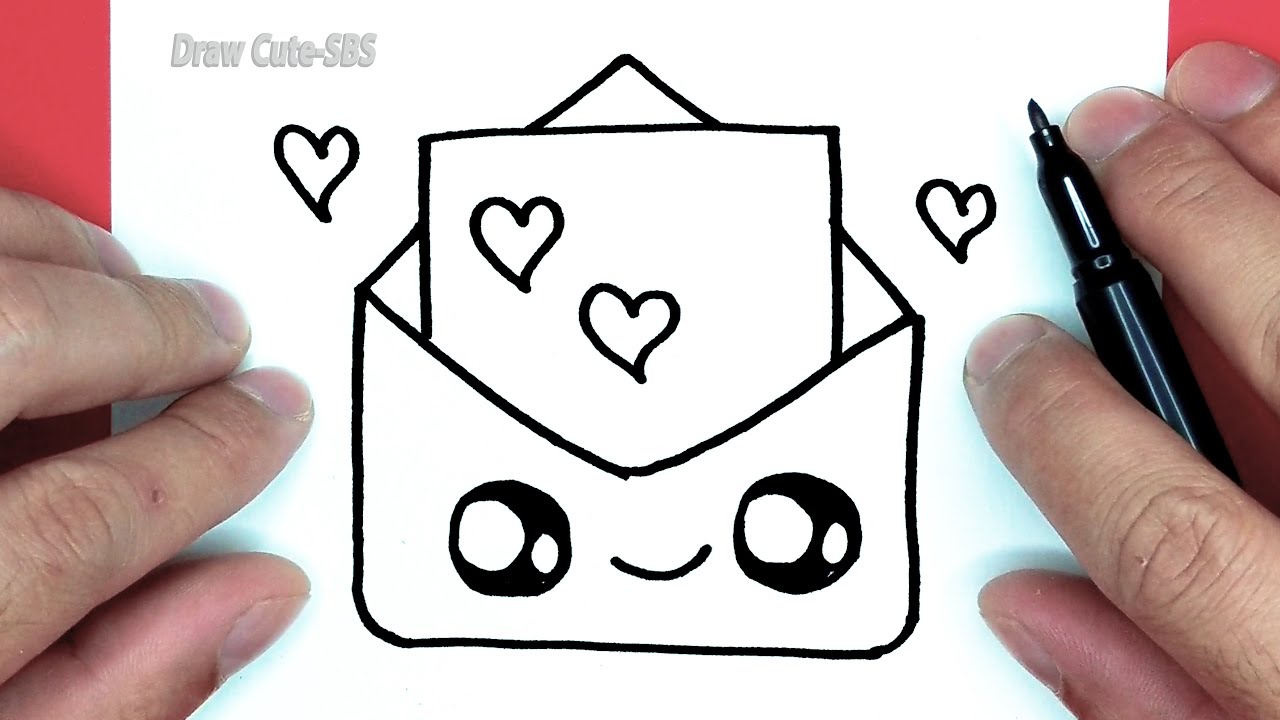 How to draw a cute love envelope for Christmas, step by step - YouTube