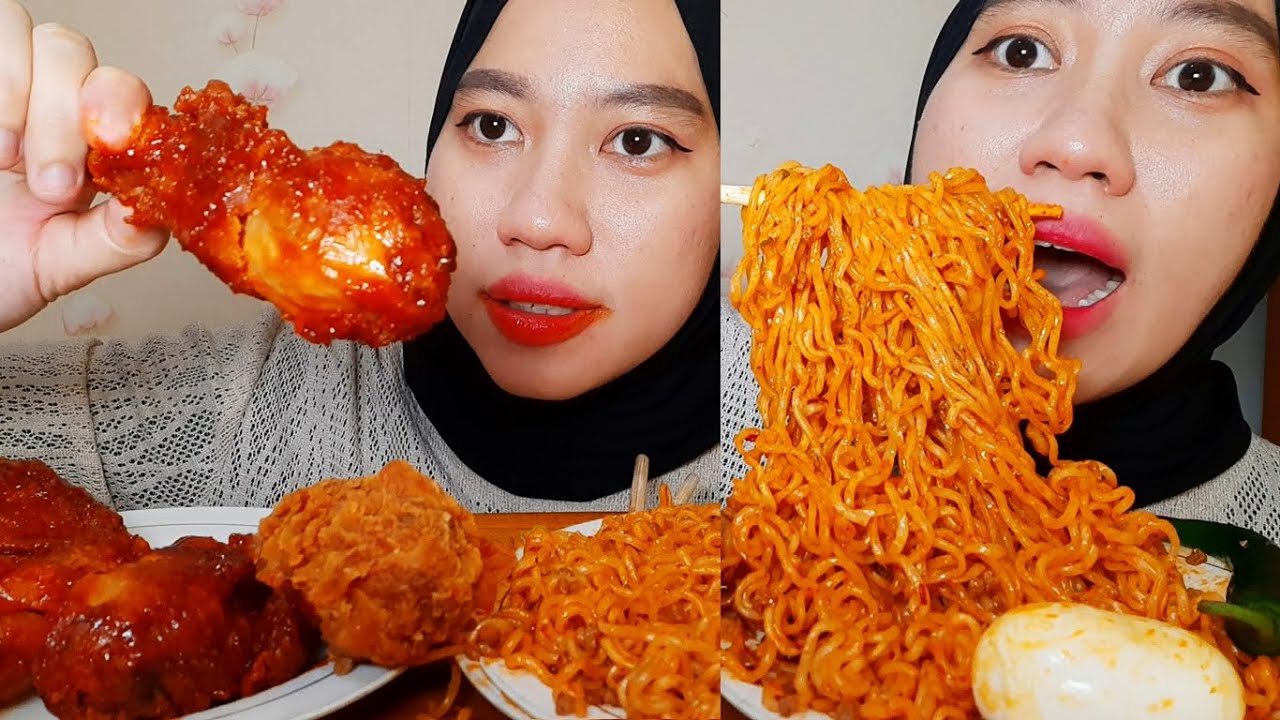 MUKBANG RICHEESE FIRE CHICKEN INDOMIE BOLOGNESE - YouTube