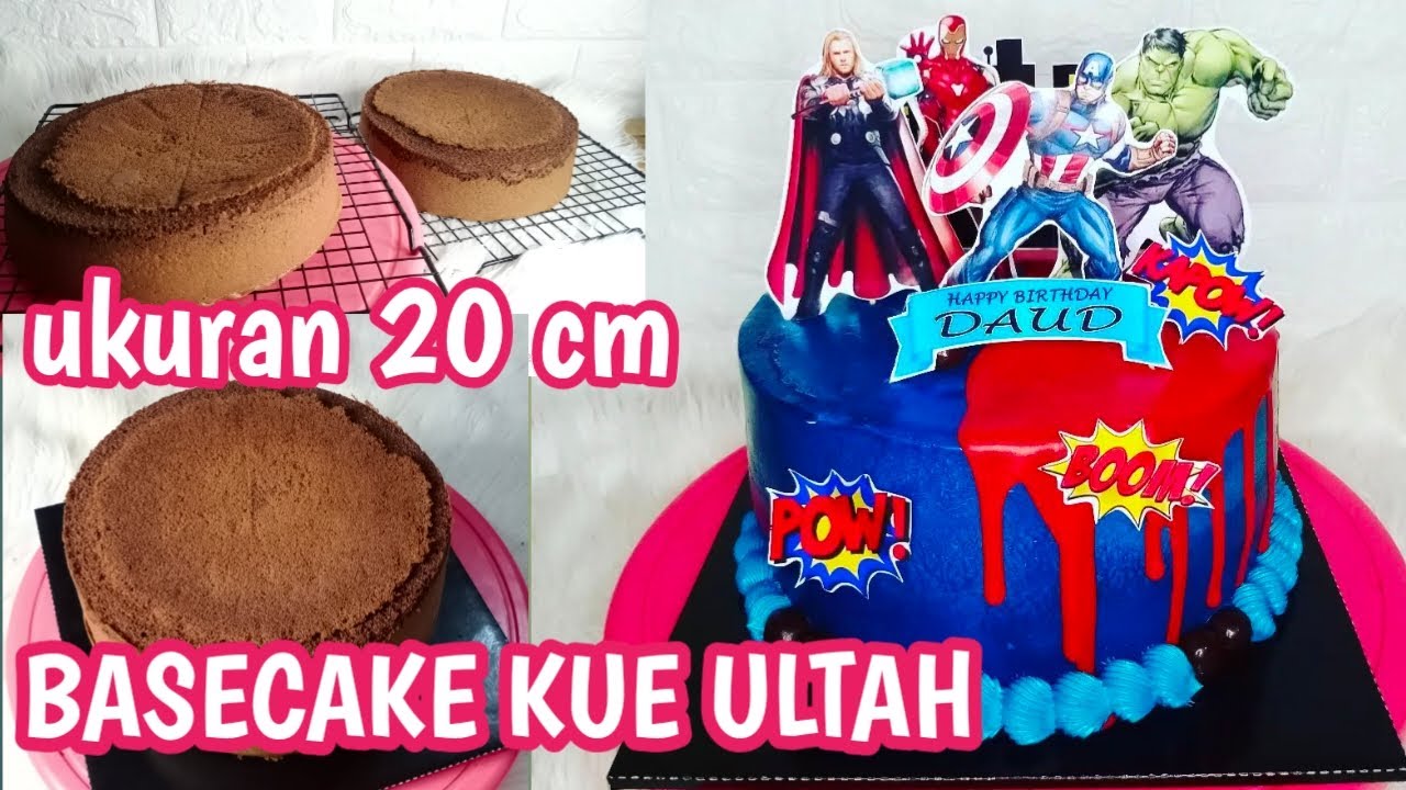 BASE CAKE KUE ULANG TAHUN CAKE COKLAT UKURAN 20CM - YouTube
