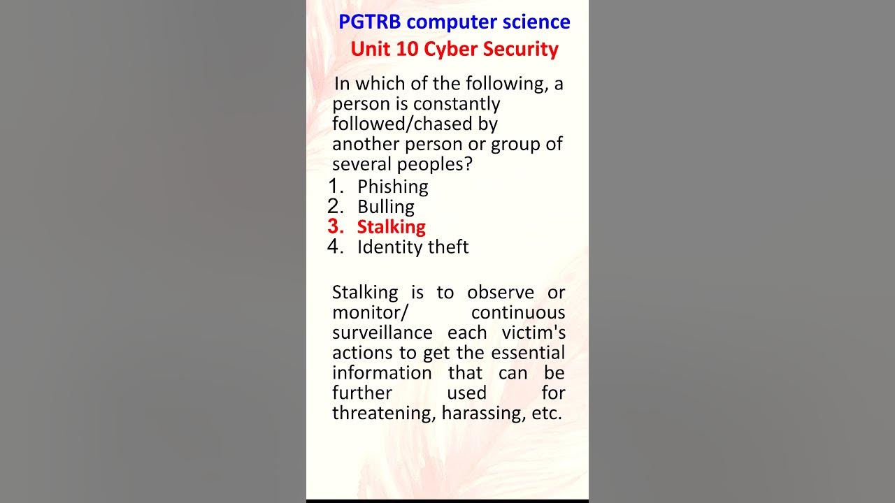 Unit 10 Cyber Security PG TRB Computer Instructor #pgtrbcs - YouTube