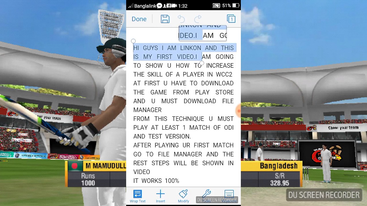 How to increase the skill of a player in WCC2 - YouTube