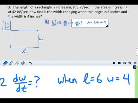Calc Lecture 2 6b Related Rates Word Problems #3 - YouTube