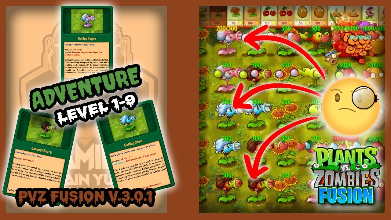 PVZ Fusion v.3.0.1 - Adventure Level 1-9 || MAIN YUK GAMING TUTORIAL ...