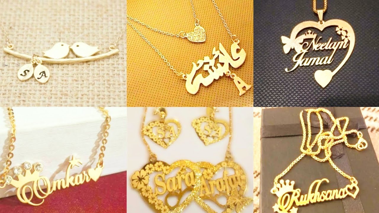 beautiful names labbled gold locket design. pendent designs 2022 2023 ...