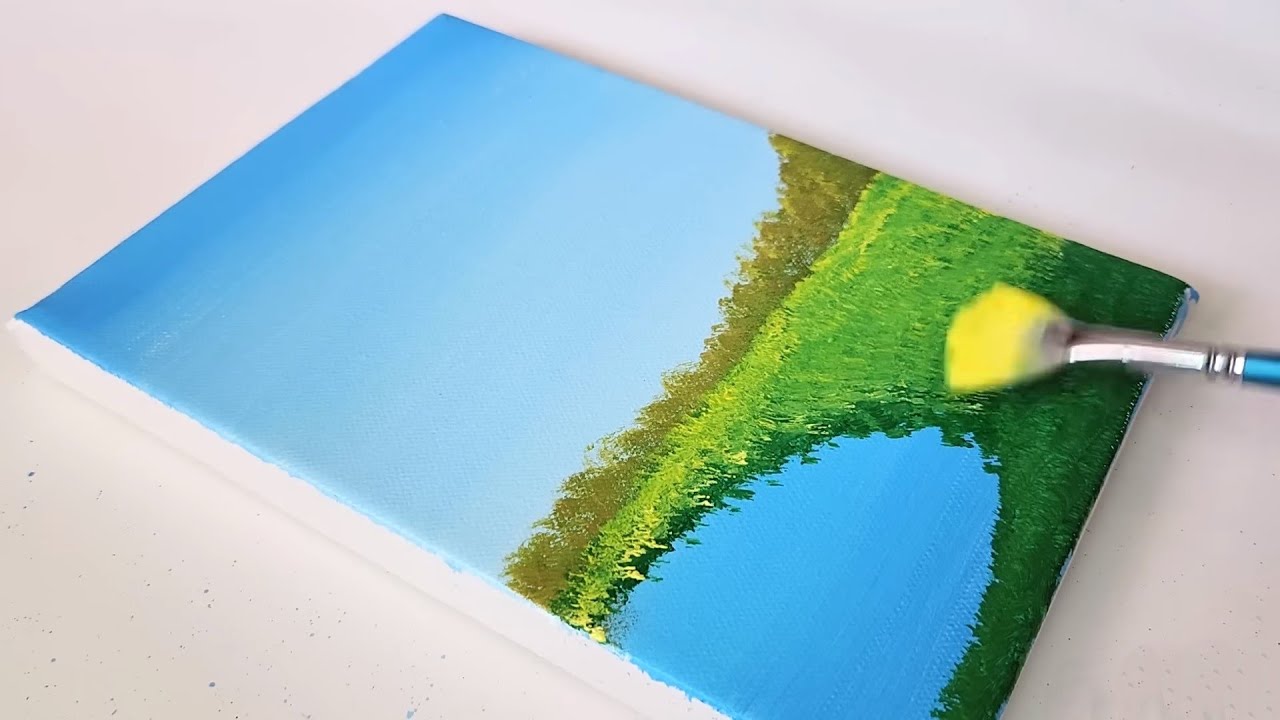 Green Landscape Painting | Easy Acrylic Painting for Beginners - YouTube