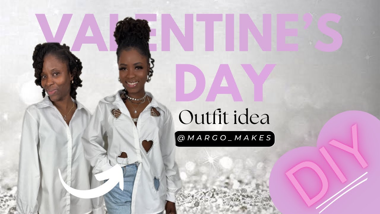 DIY VALENTINE’S DAY OUTFIT| Crystal Heart Cut Out Button-Up Shirt # ...