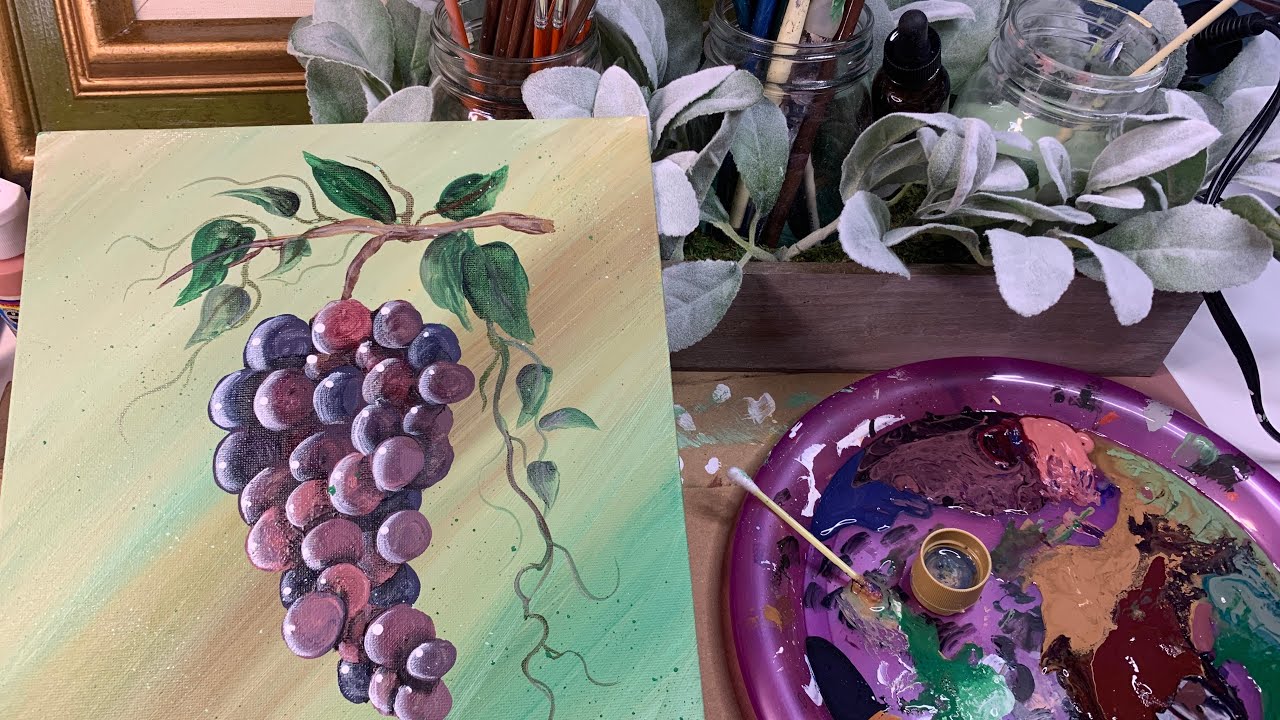 Paint a Grape Vine /Beginners painting - YouTube