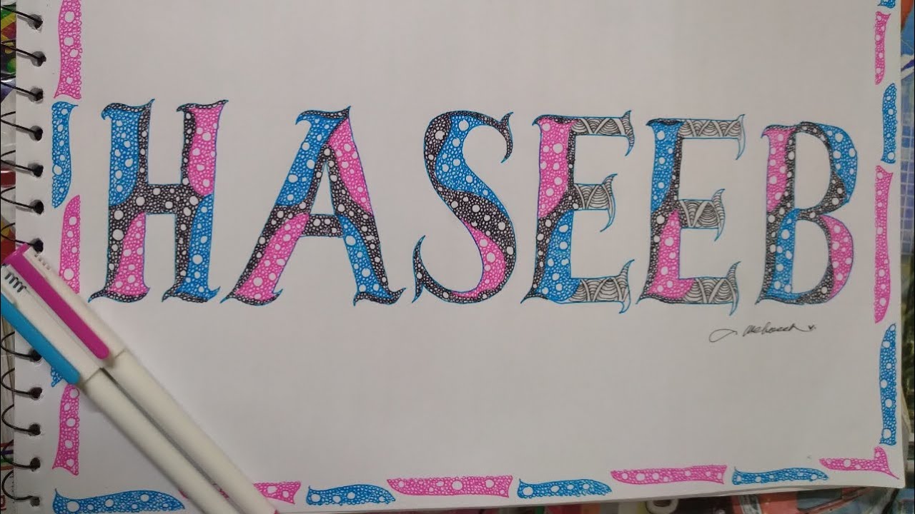 Haseeb name calligraphy || doodle art || #calligraphy - YouTube