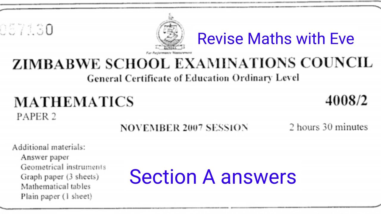 ZIMSEC November 2007 Maths Paper 2 Solutions For Section A YouTube zimsec-november-2007-maths-paper-2-solutions-for-section-a-youtube