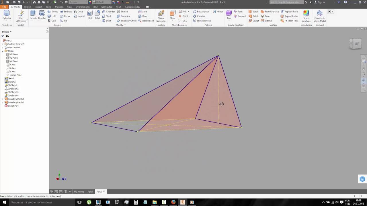 153 Autodesk Inventor Comando Surface Patch - YouTube