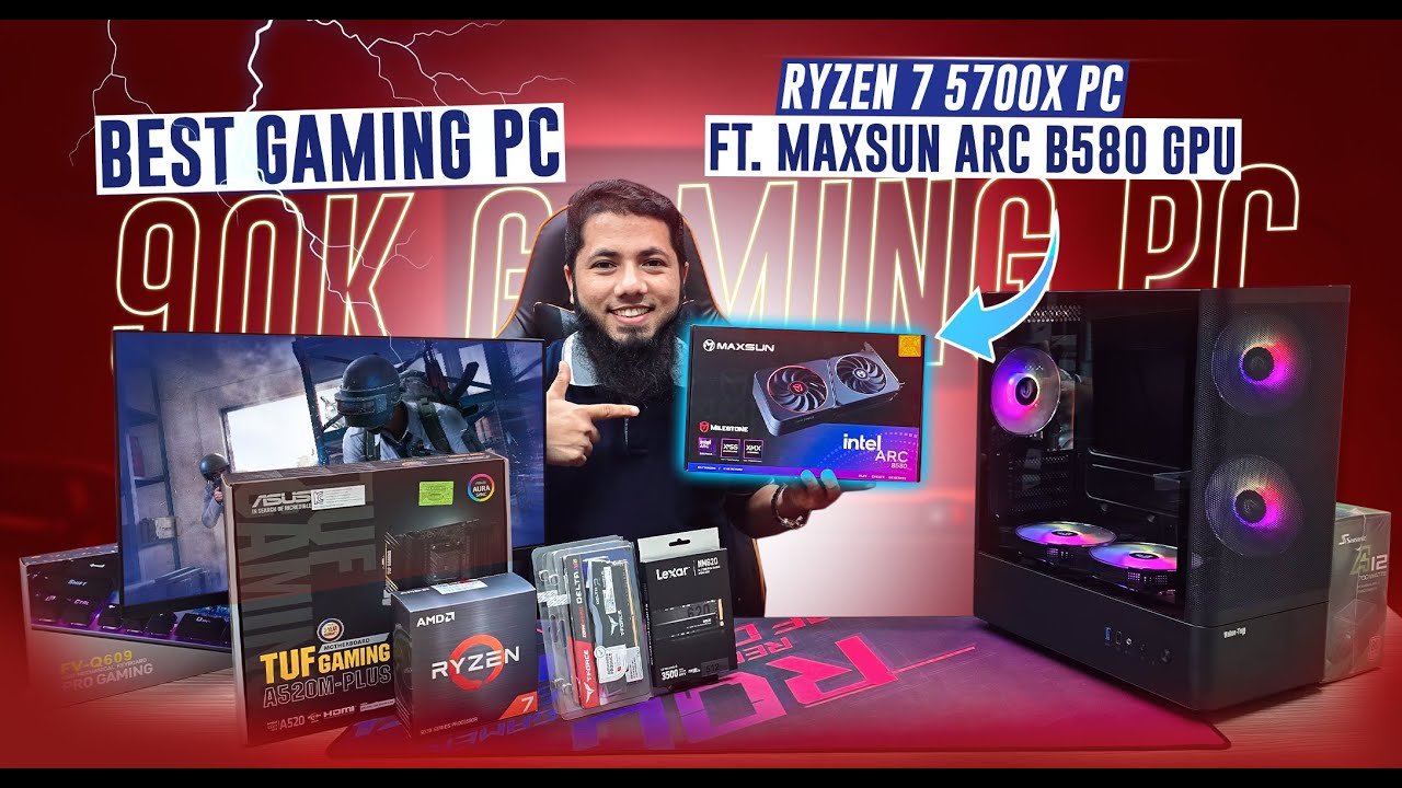 Best Gaming PC Build at 90K😱Ryzen 7 5700X + Maxsun ARC B580 12GB ...