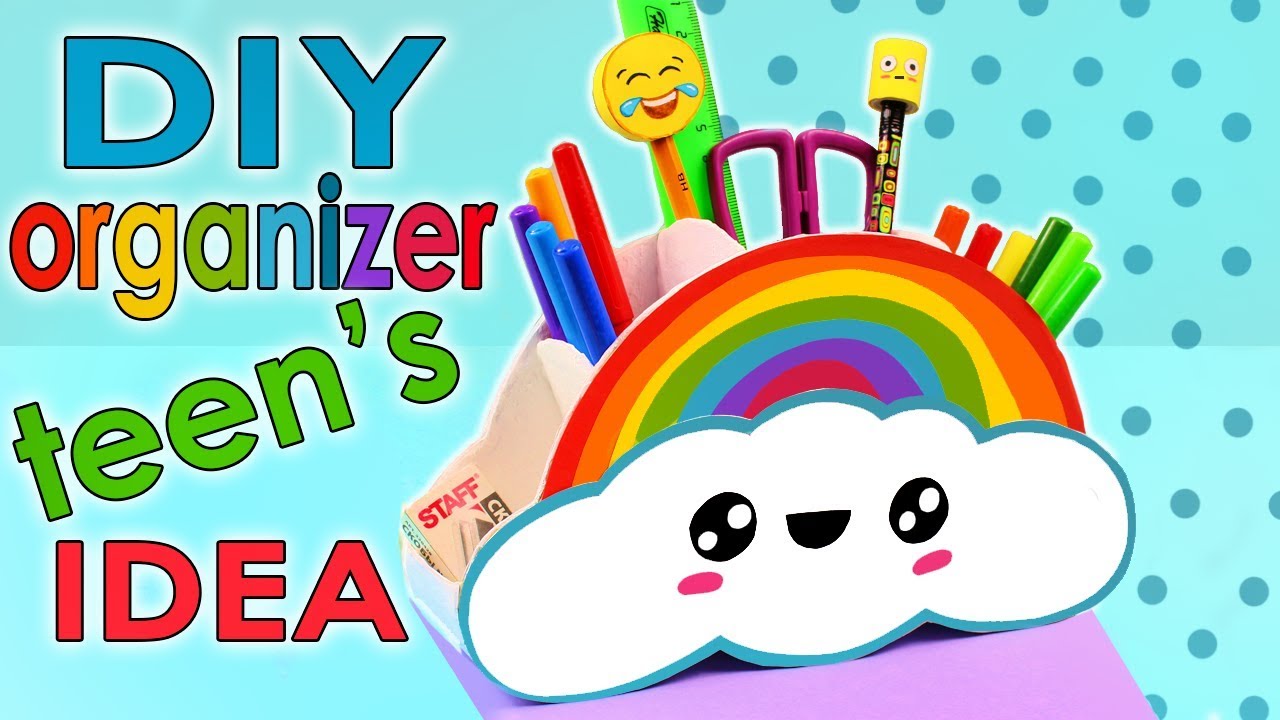 DIY DESK ORGANIZATION & DECOR IDEA RAINBOW ORGANIZER TUTORIAL - YouTube