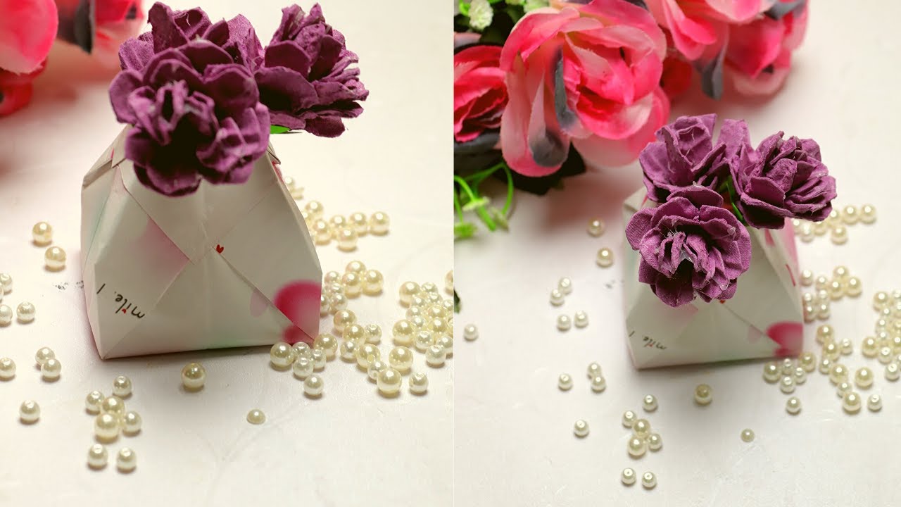 Easy Paper Flower Vase - YouTube