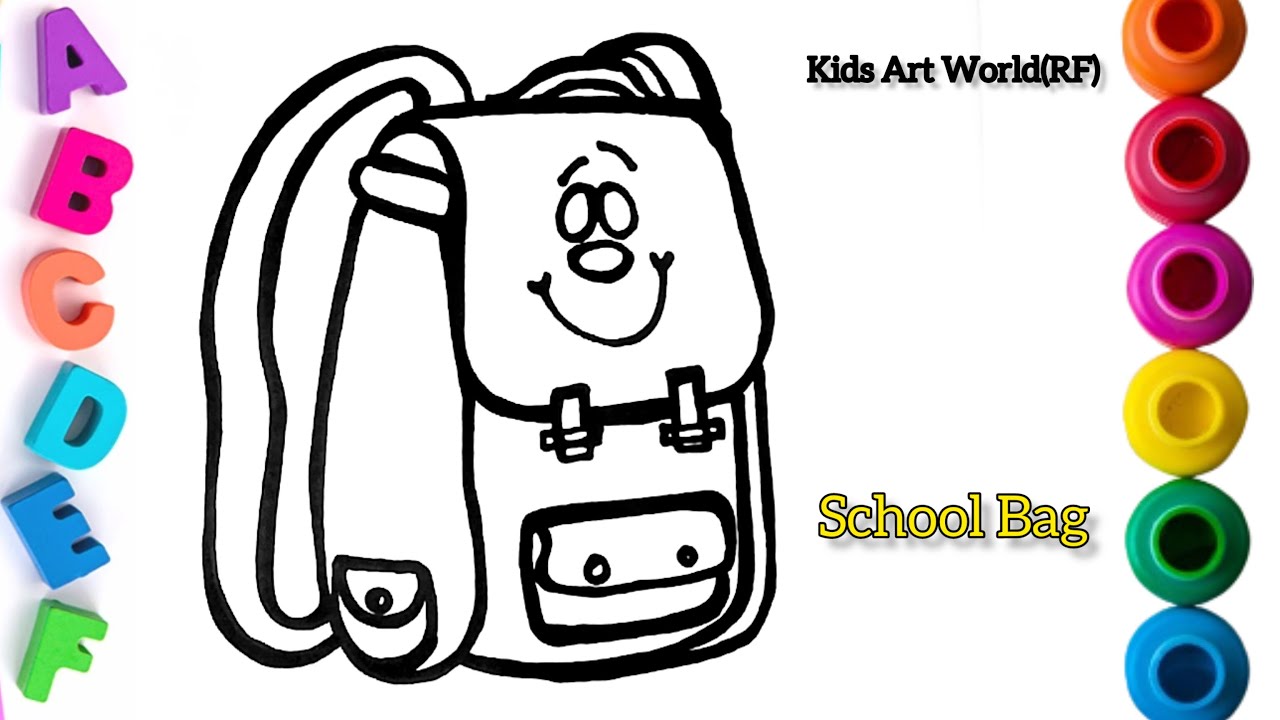 HOW TO DRAW CUTE SCHOOL BAG 🚌🏫| EASY DRAWING AND COLOURING FOR KIDS ...