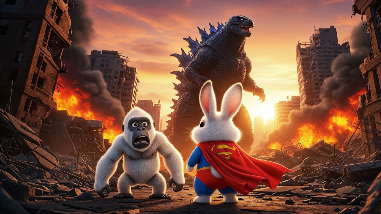 Superman Rabbit vs Godzilla! 🐰🦍 City Destroyed, Baby King Kong Rescued ...