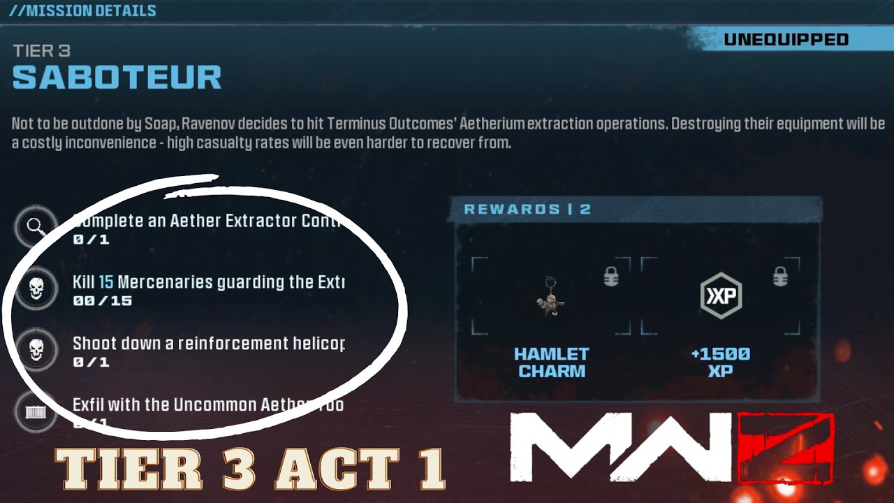 Saboteur (SOLO) Tier 3 Act 1 MWIII Modern Warfare Zombies MWZ - YouTube