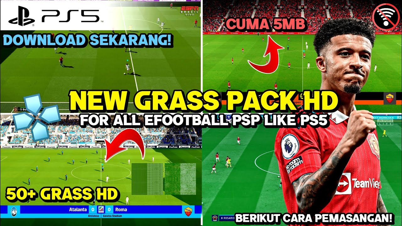 DOWNLOAD NEW GRASS PACK HD LIKE PS5 FOR EFOOTBALL 2023 PSP - YouTube