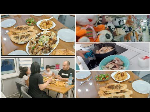 #vlog.  Iftarda bütün aile bir yerde. iftar hazirligi bişdüş. #etlipide, #baliq #çorek bişirdim.