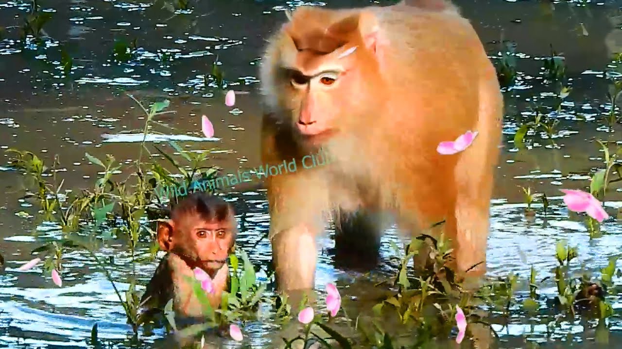 WOW! NEVER SEEN! ROSE MONKEY WALKING THROUGH ON THE WATERT AND CATCHES ...