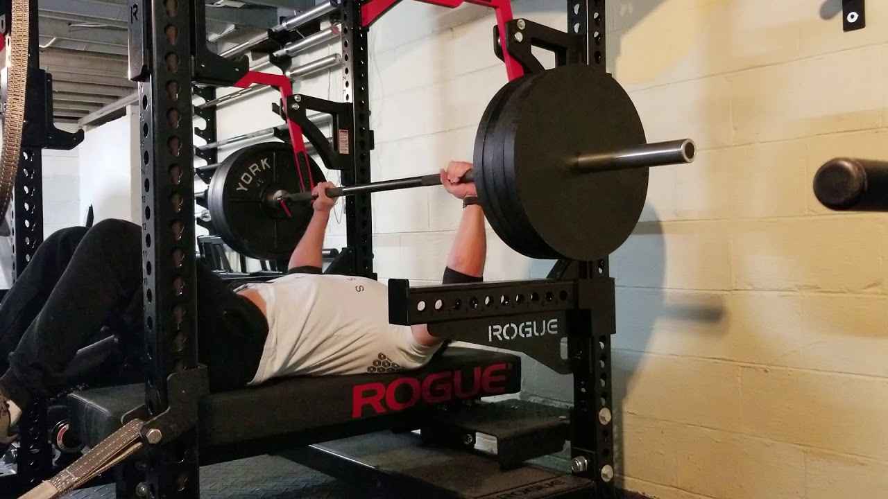 Hardly a come back, 405 bench after a torn rotator cuff - YouTube