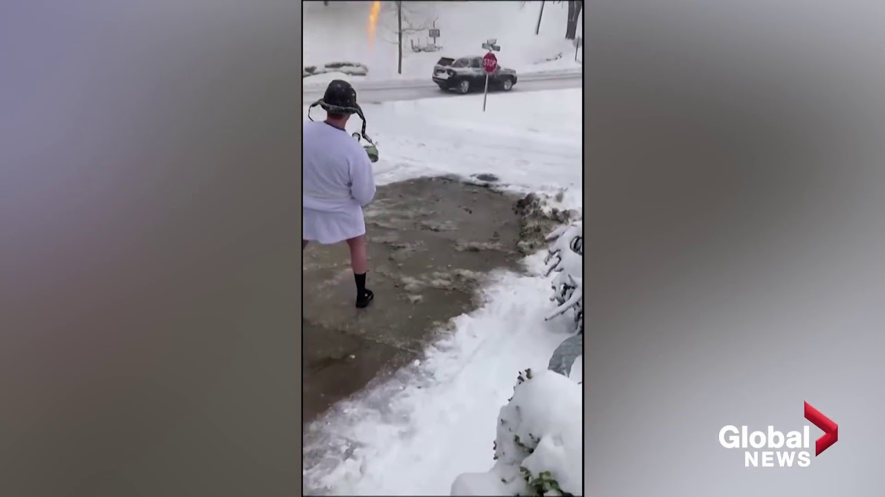 Kentucky man uses flamethrower to clear snow from driveway - YouTube