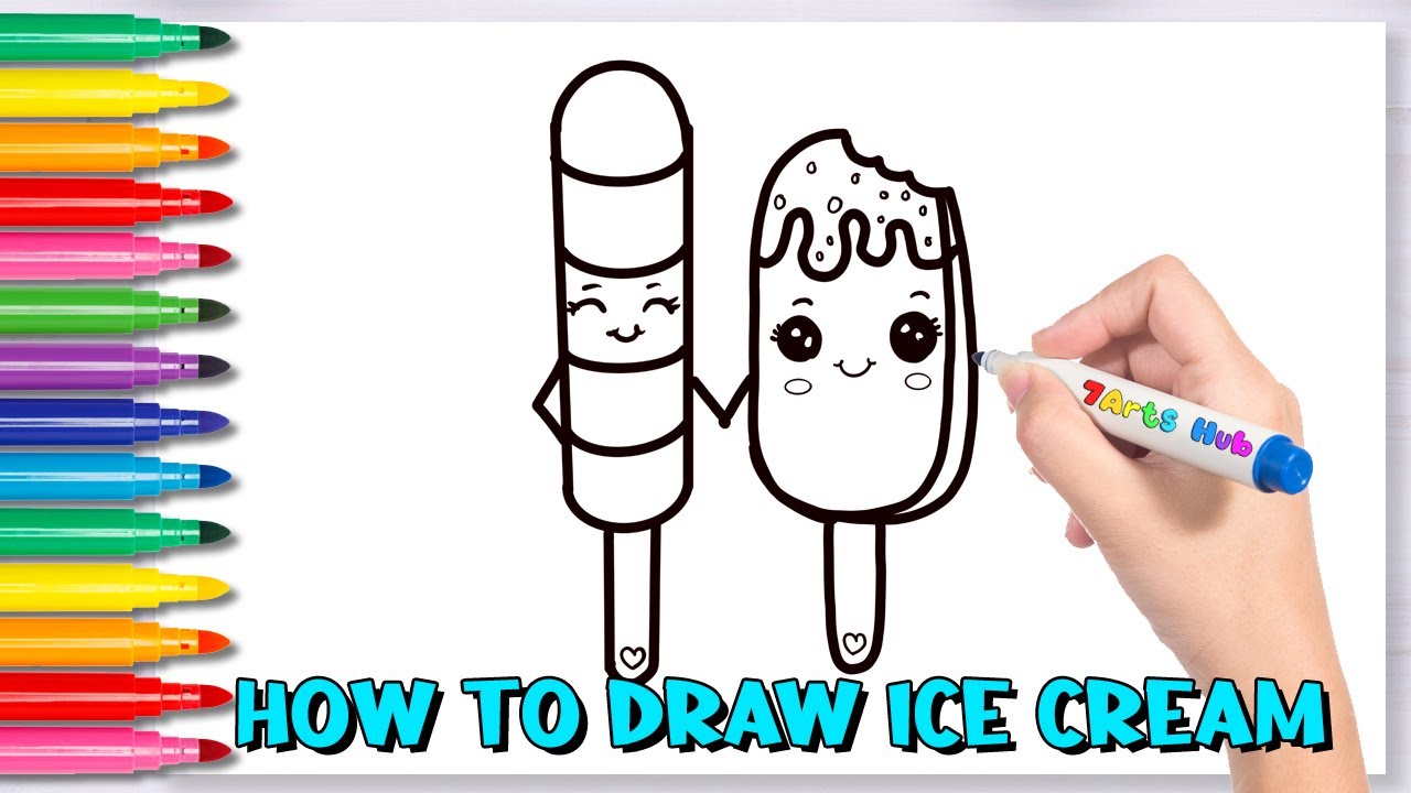 How To Draw Ice cream Easy | Ice cream Drawing For Kids | 7 Art Hub ...