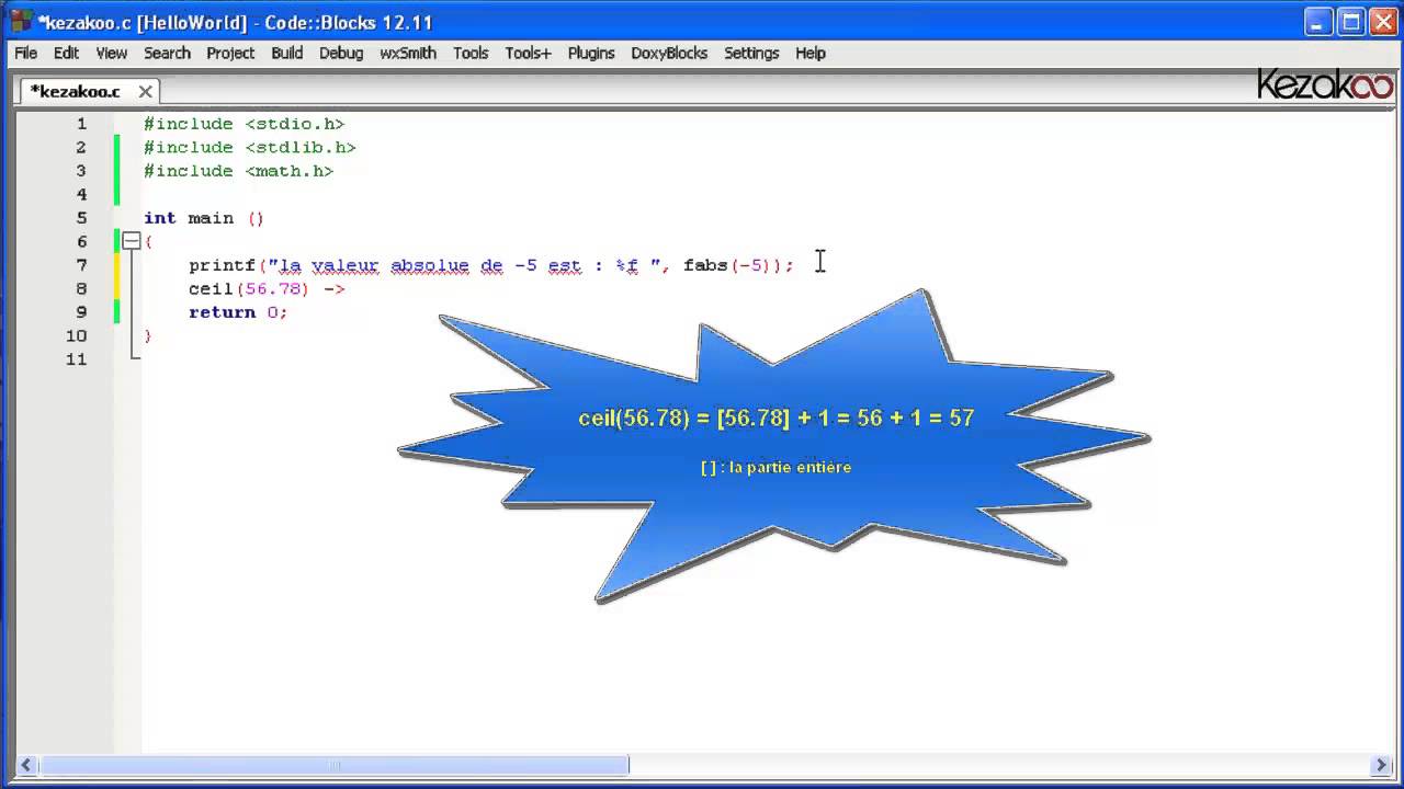 Kezakoo-Fonctions mathématiques en langage C برمجة دوال اعتيادية - YouTube