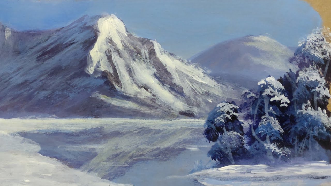 Acrylic Landscape Painting - The Mountain Gets More Snow - YouTube
