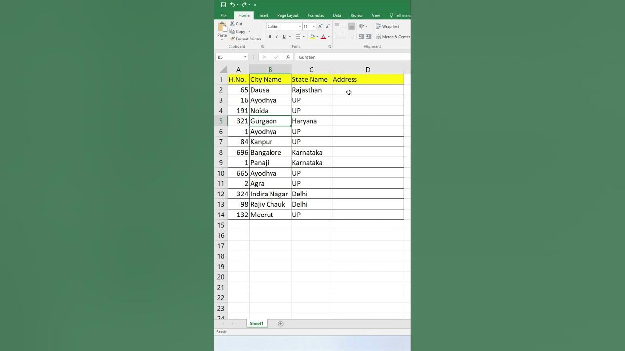 Fill Flash_Full Address | Excel Tricks | Youtube Short Tricks | Most Useful Tricks - YouTube