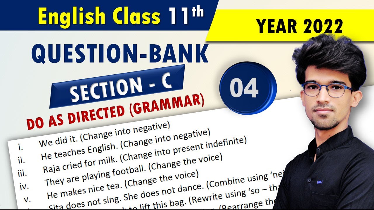 Do as directed - English class 11 question bank solution | mpboard 11th ...