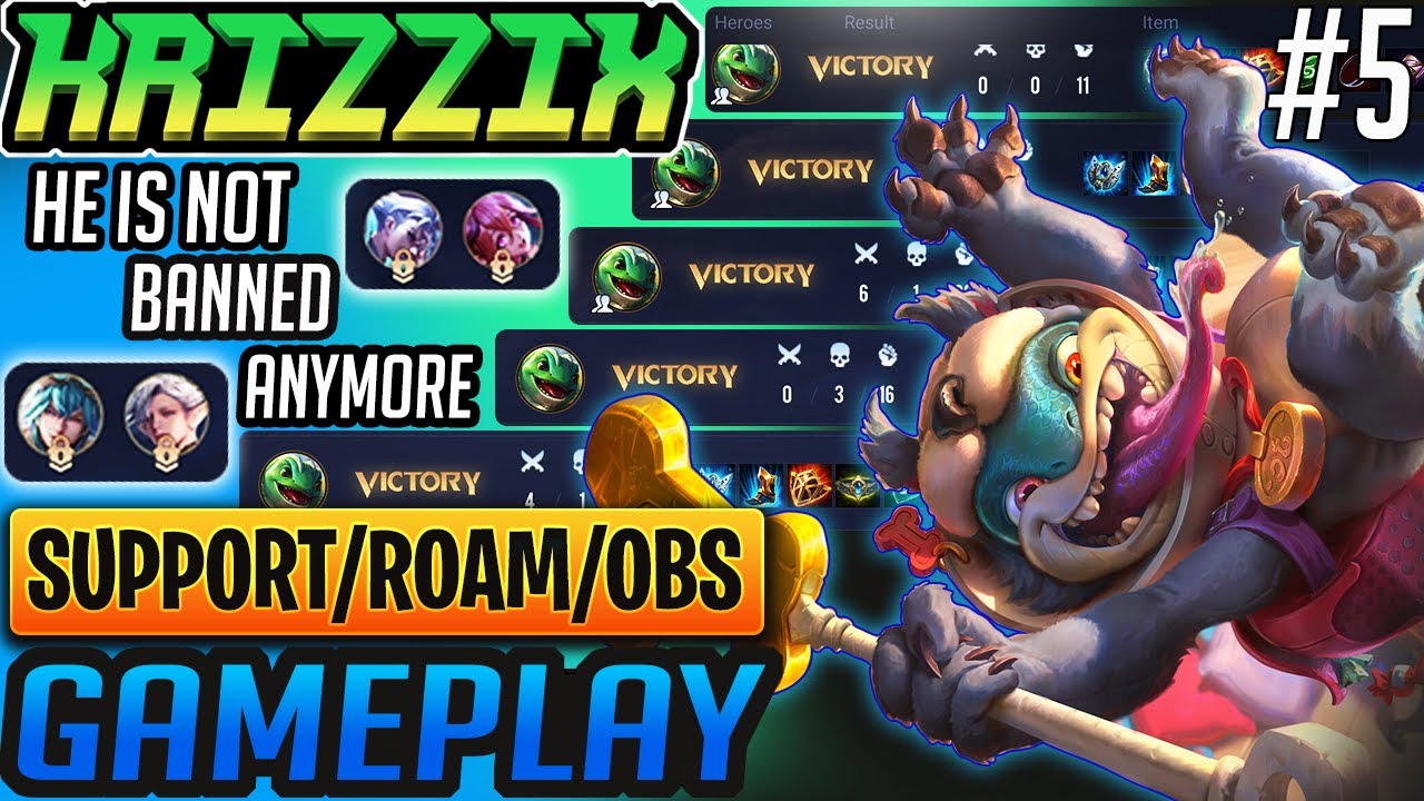 AOV | Arena of Valor | Krizzix Support Gameplay#5 | He is not banned ...