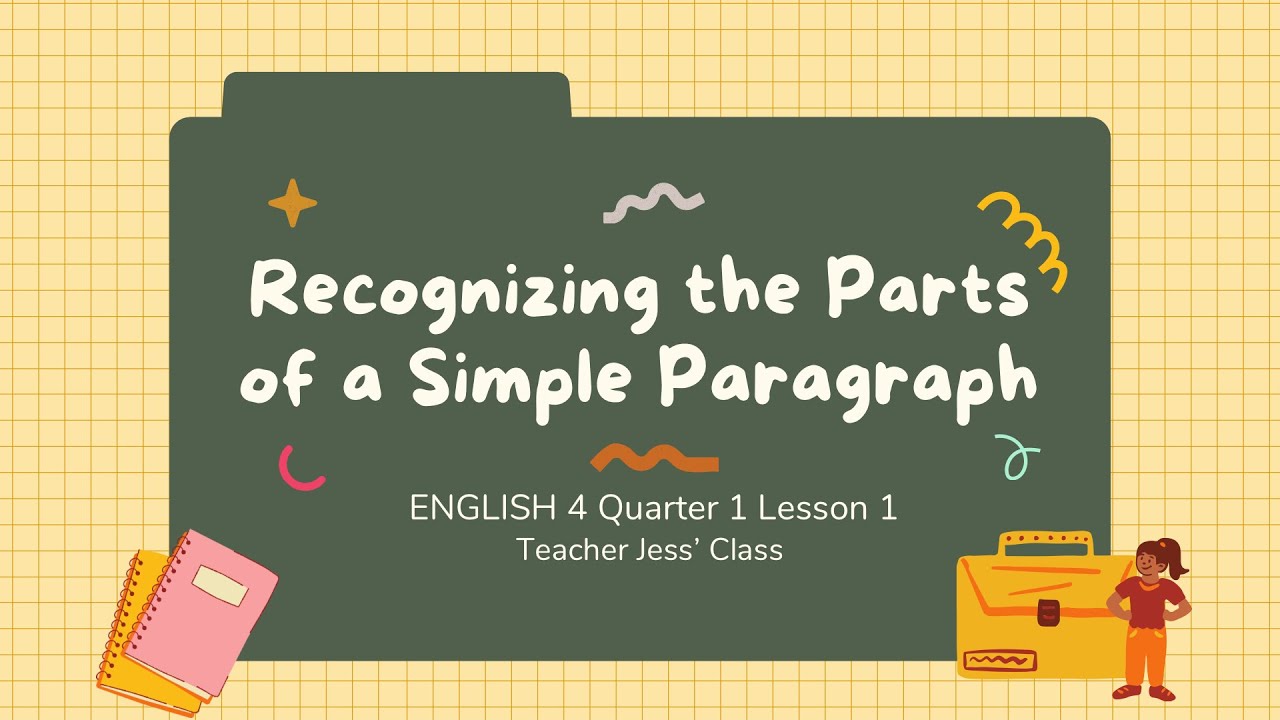 Recognizing the parts of a simple paragraph | ENGLISH 4 Quarter 1 ...